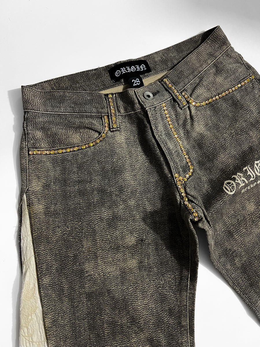 OE Snake Skin Iced Out Flared Jeans – Origin