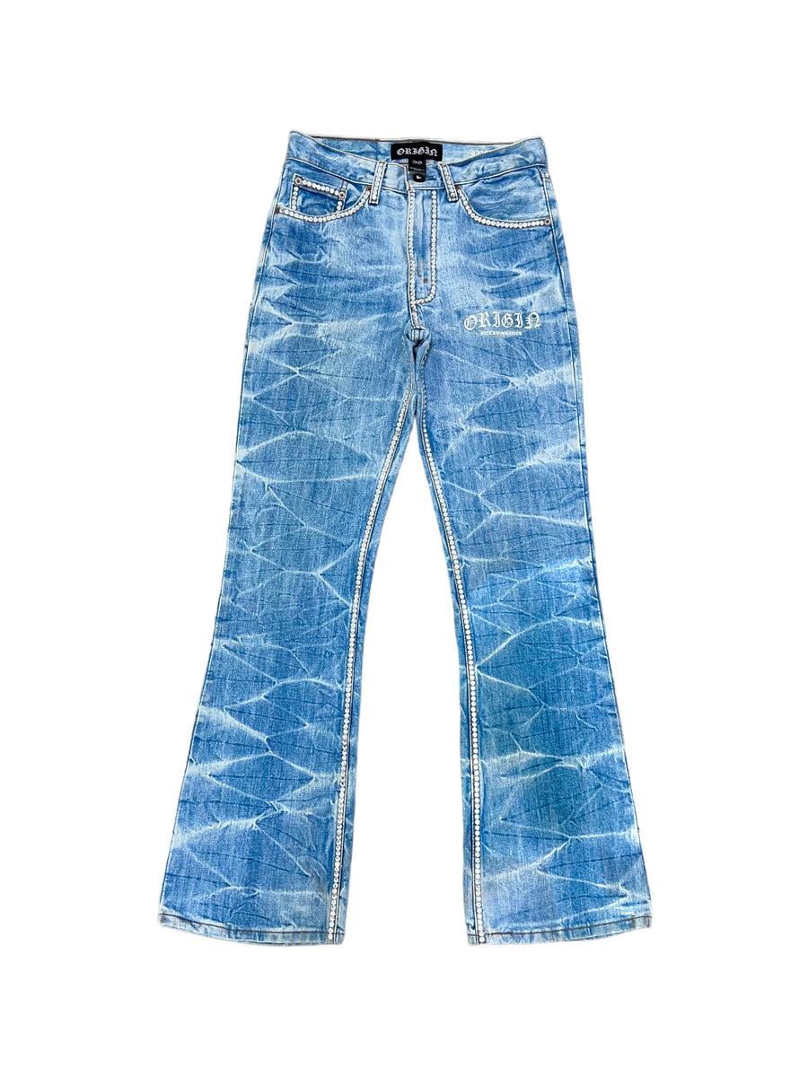 OE Ocean Blu Flared Jeans Iced Out – Origin