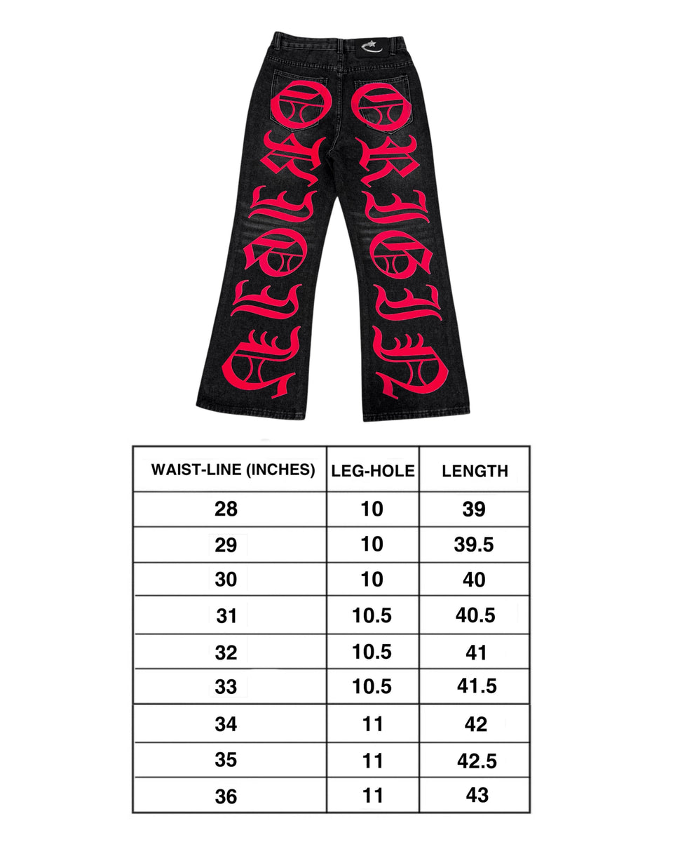 OE Denim Jeans Boot Cut Red On Black – Origin