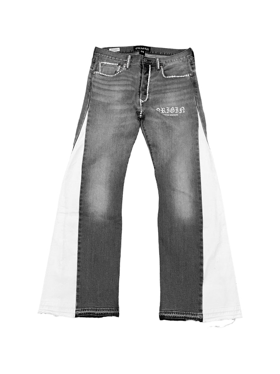 OE Smoke Grey Iced Out Flared Jeans – Origin